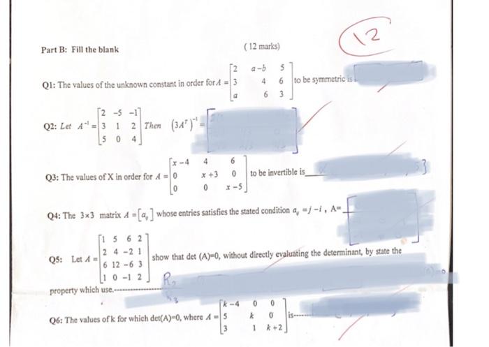 Solved Q1: The values of the unknown constant in order for | Chegg.com