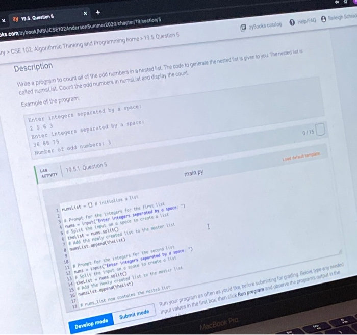 Solved X Ty 10.5. Questions oks.com/zybook/MSUCSE | Chegg.com