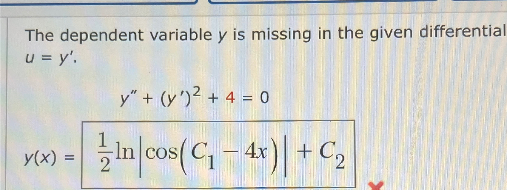 Solved The dependent variable y ﻿is missing in the given | Chegg.com