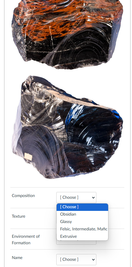 Solved Composition[ ﻿Choose ]ObsidianGlassyFelsic, | Chegg.com