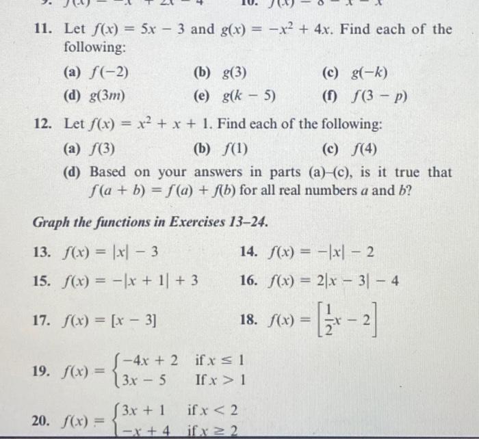 Solved 11. Let f(x) = 5x 3 and g(x) = -x² + 4x. Find each of | Chegg.com