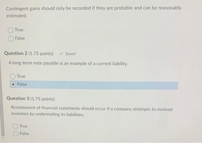 Solved Contingent gains should only be recorded if they are | Chegg.com