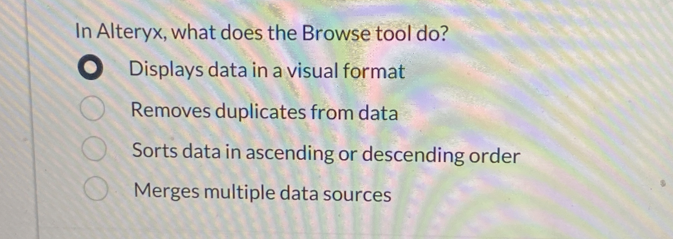 Solved In Alteryx, what does the Browse tool do?Displays | Chegg.com