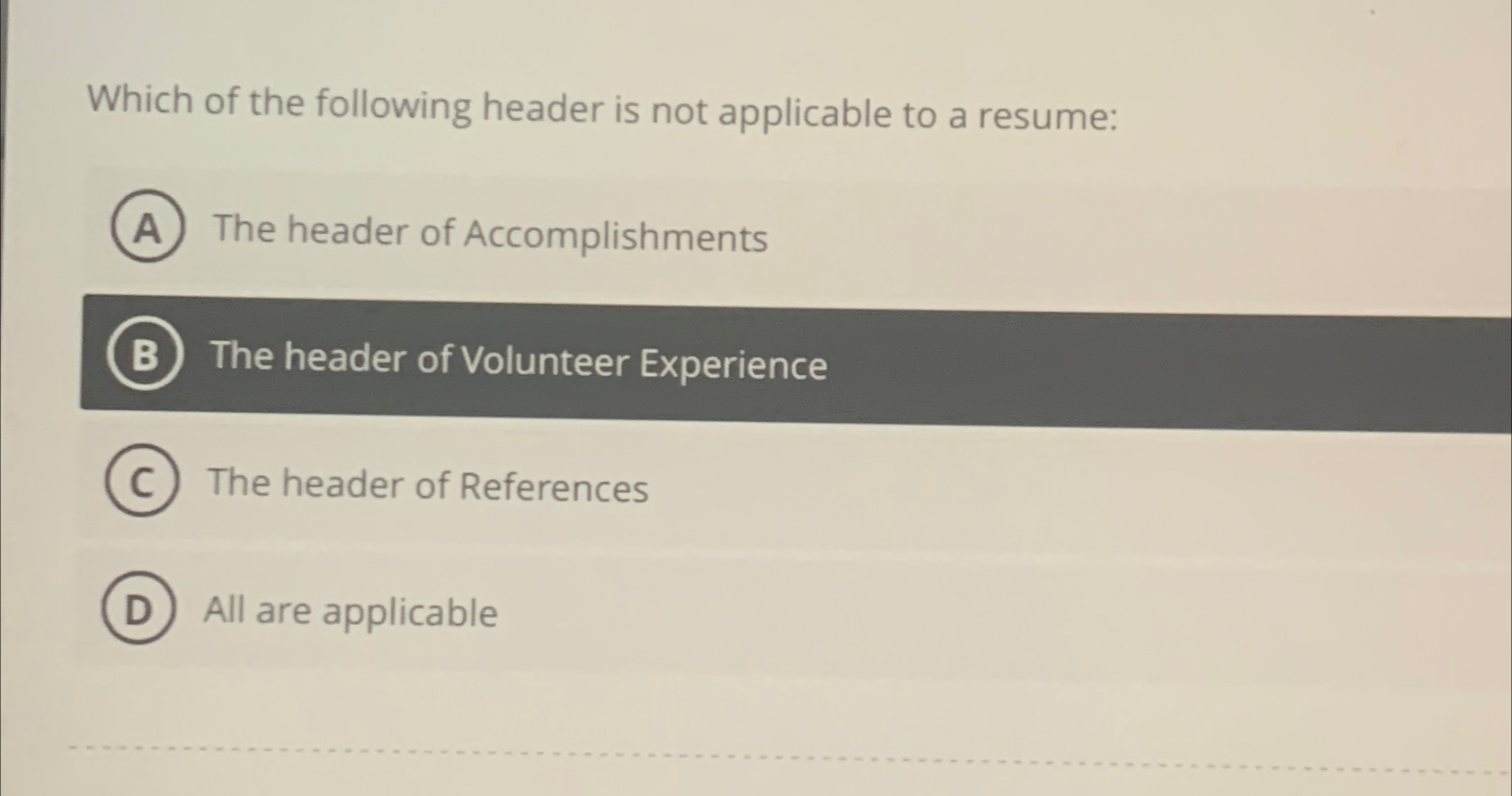 Solved Which of the following header is not applicable to a | Chegg.com