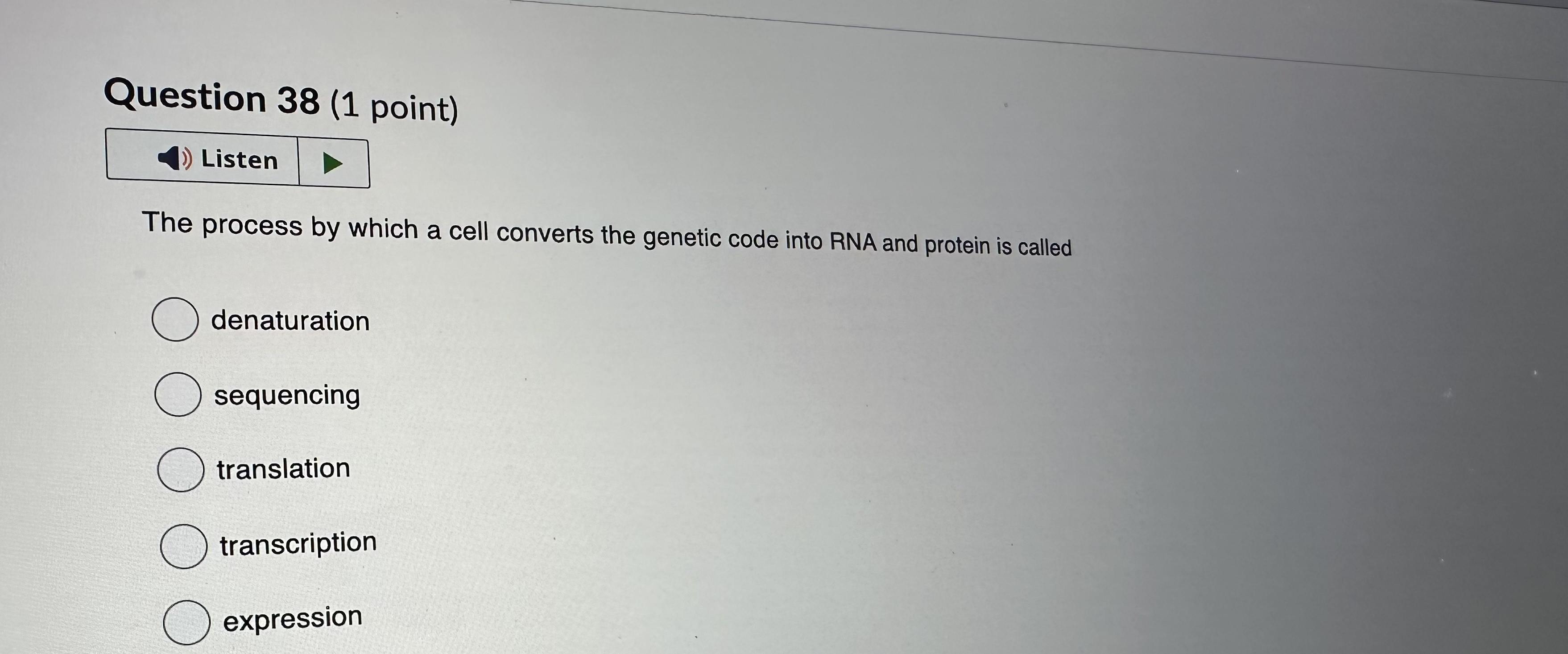 Solved Question 38 (1 ﻿point)ListenThe process by which a | Chegg.com