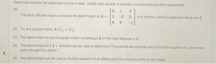 Solved justify each answer if true or false if false say why | Chegg.com