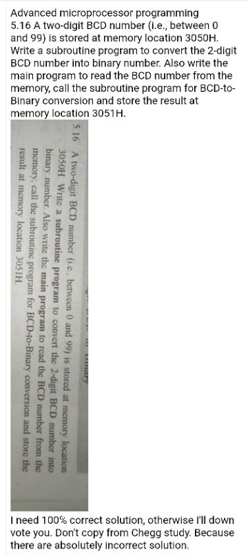 Solved Advanced microprocessor programming 5.16 A two-digit | Chegg.com