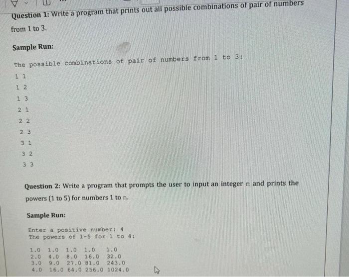 Solved Question 1: Write a program that prints out all | Chegg.com