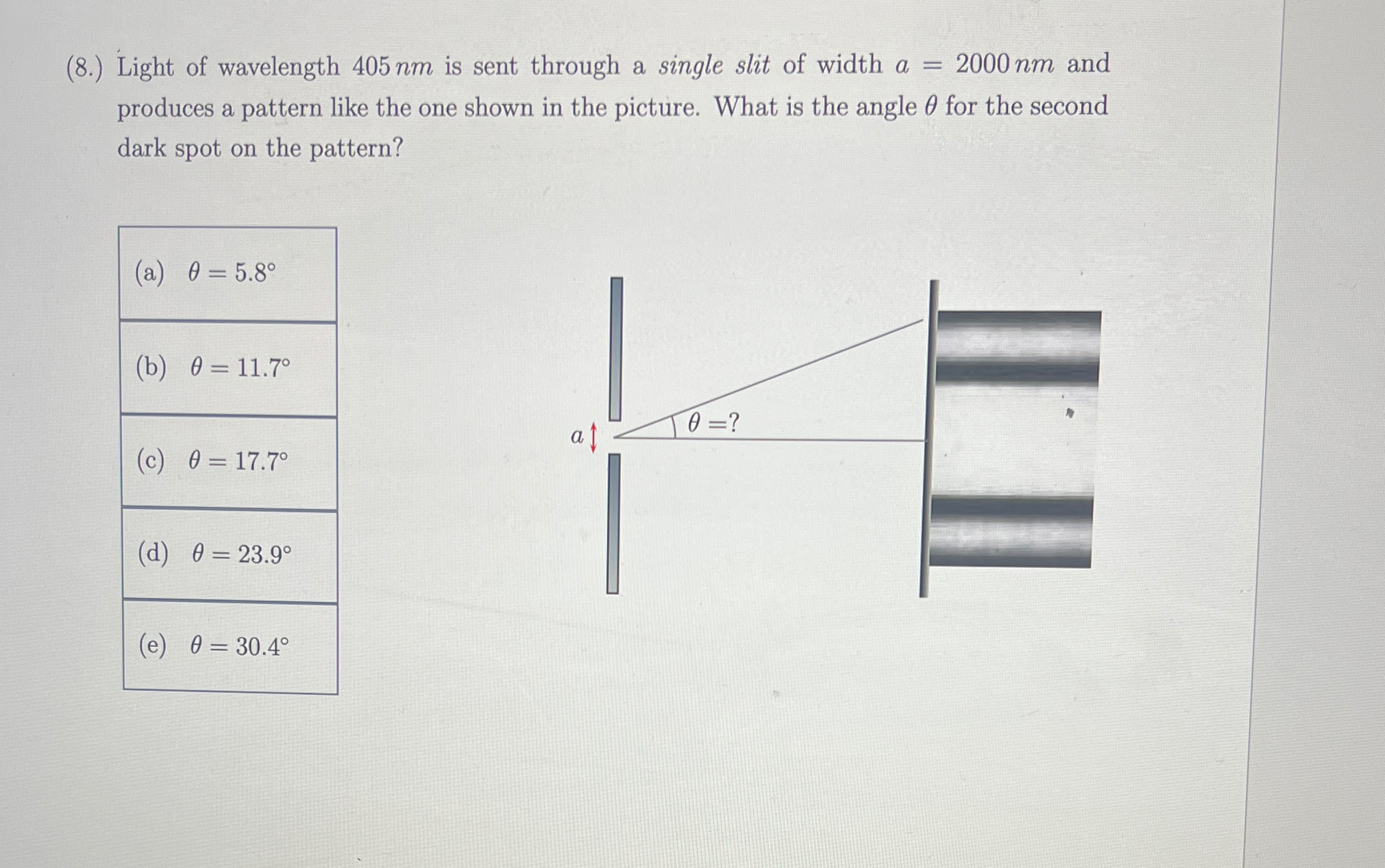 Solved (8.) ﻿Light of wavelength 405nm ﻿is sent through a | Chegg.com