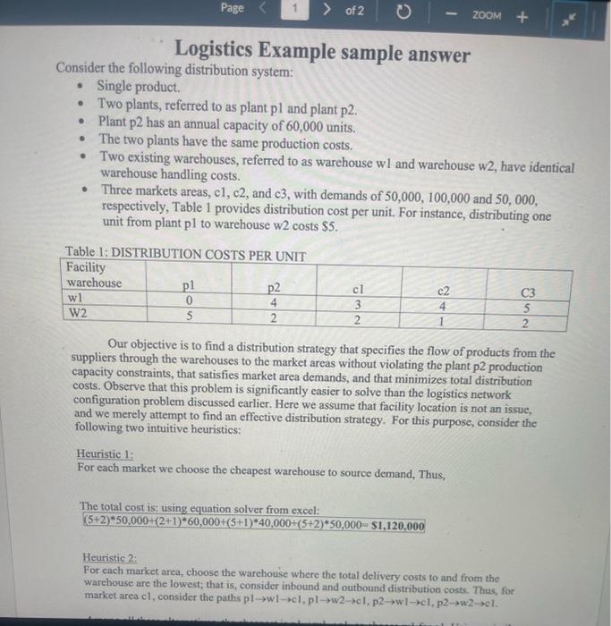 Solved Logistics Example sample answer Consider the | Chegg.com