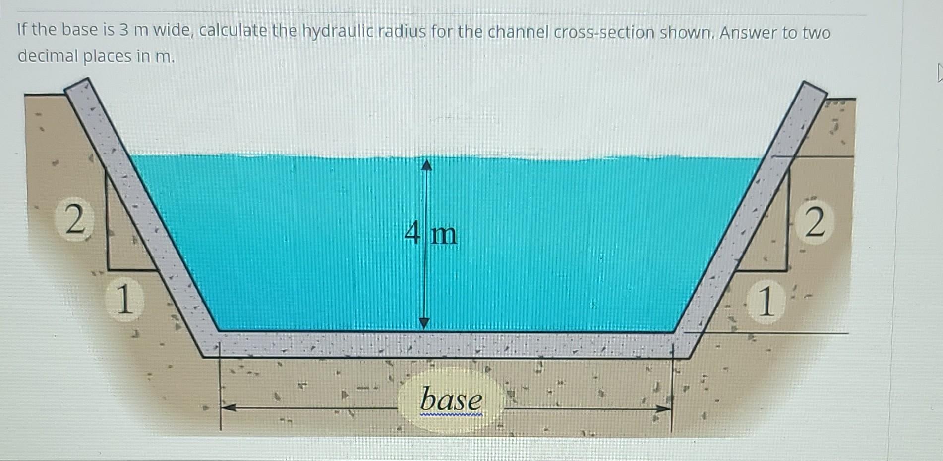 Solved If the base is 3 m wide, calculate the hydraulic | Chegg.com
