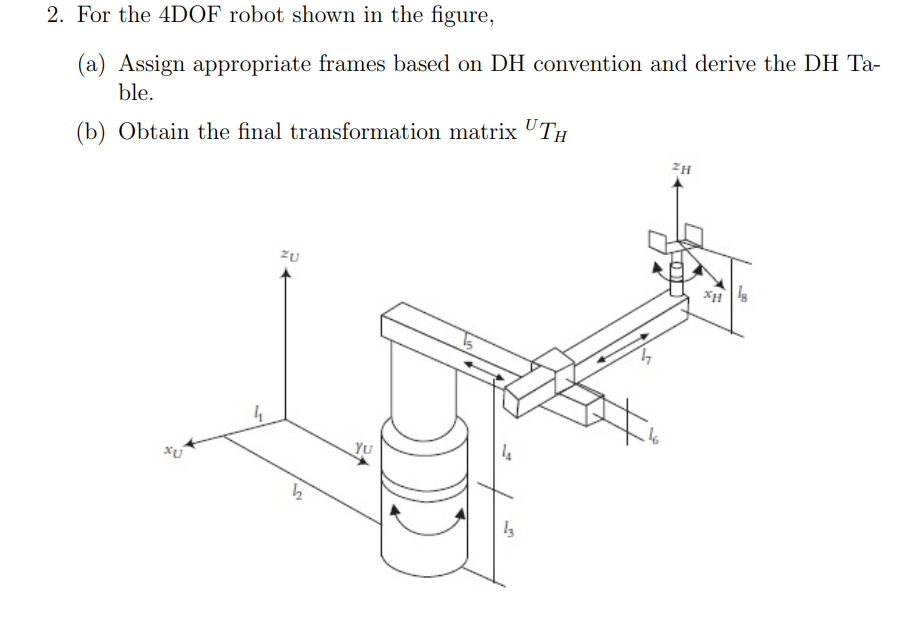 Solved For the 4DOF robot shown in the figure,(a) ﻿Assign | Chegg.com