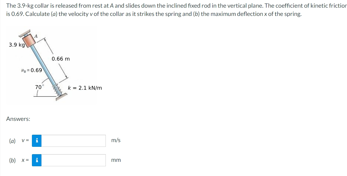 Solved The 3.9-kg collar is released from rest at \( ﻿A \) | Chegg.com