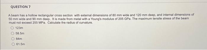 Solved A beam has a hollow rectangular cross section with | Chegg.com