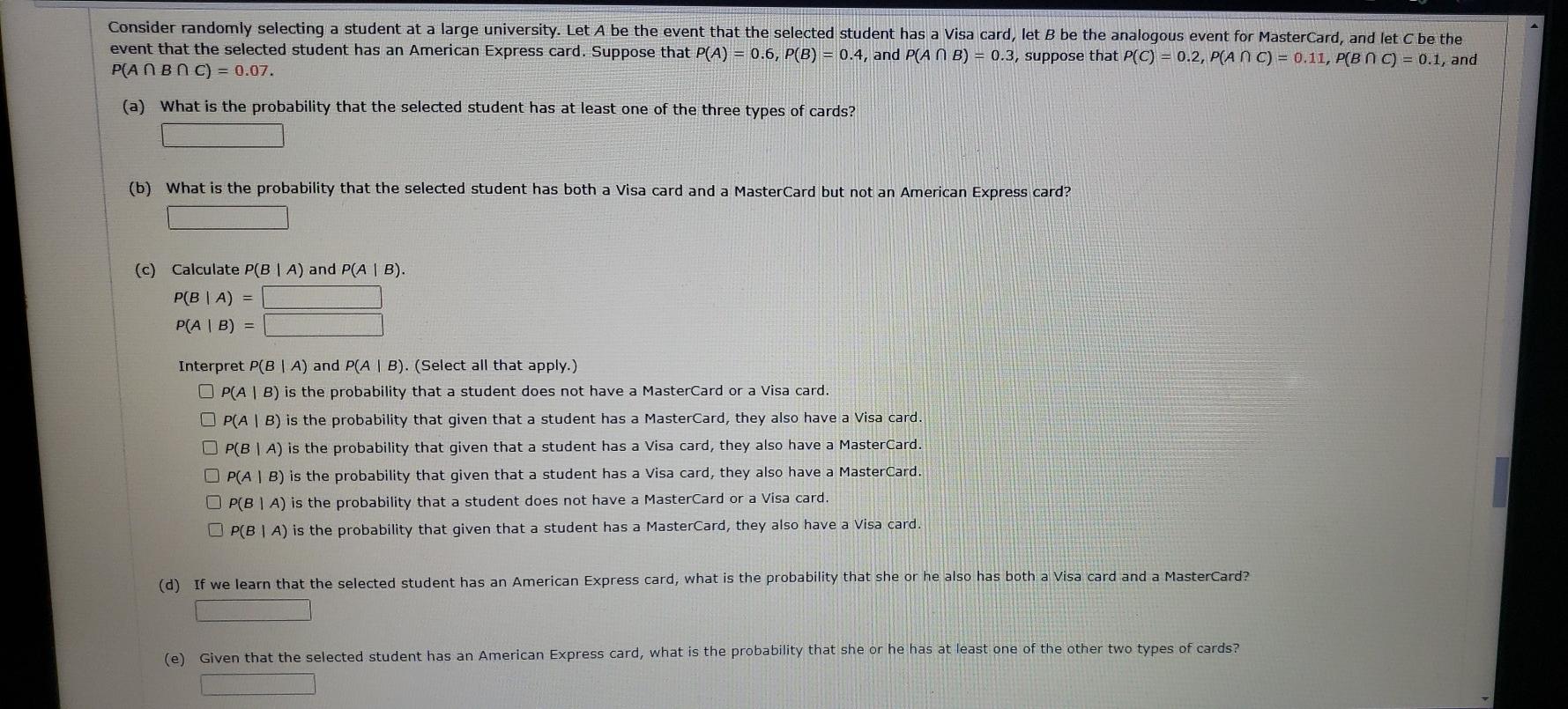 Solved Consider randomly selecting a student at a large | Chegg.com