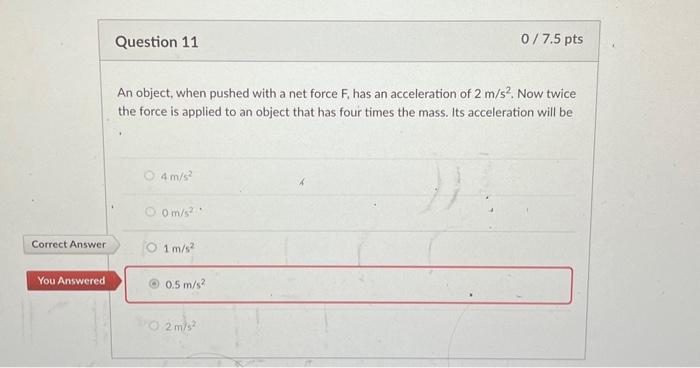 Solved An object, when pushed with a net force F, has an | Chegg.com
