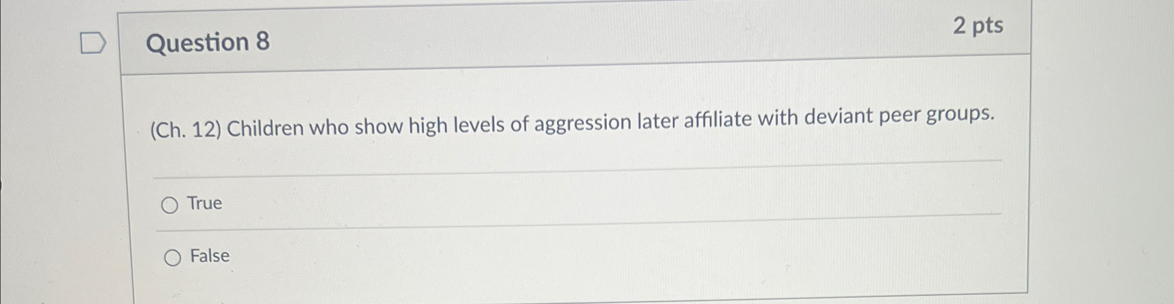 Solved Question 82 ﻿pts(Ch. 12) ﻿Children who show high | Chegg.com