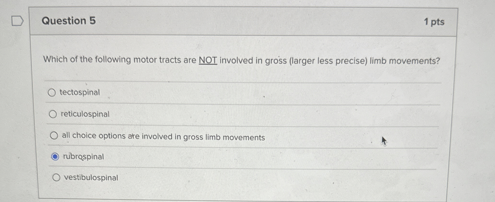 Solved Question 51 ﻿ptsWhich of the following motor tracts | Chegg.com