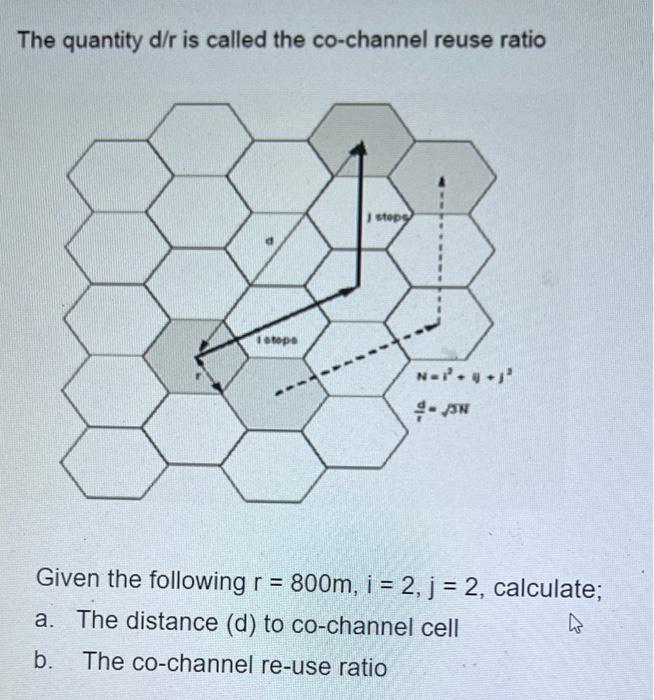 Solved The quantity d/r is called the co-channel reuse ratio | Chegg.com