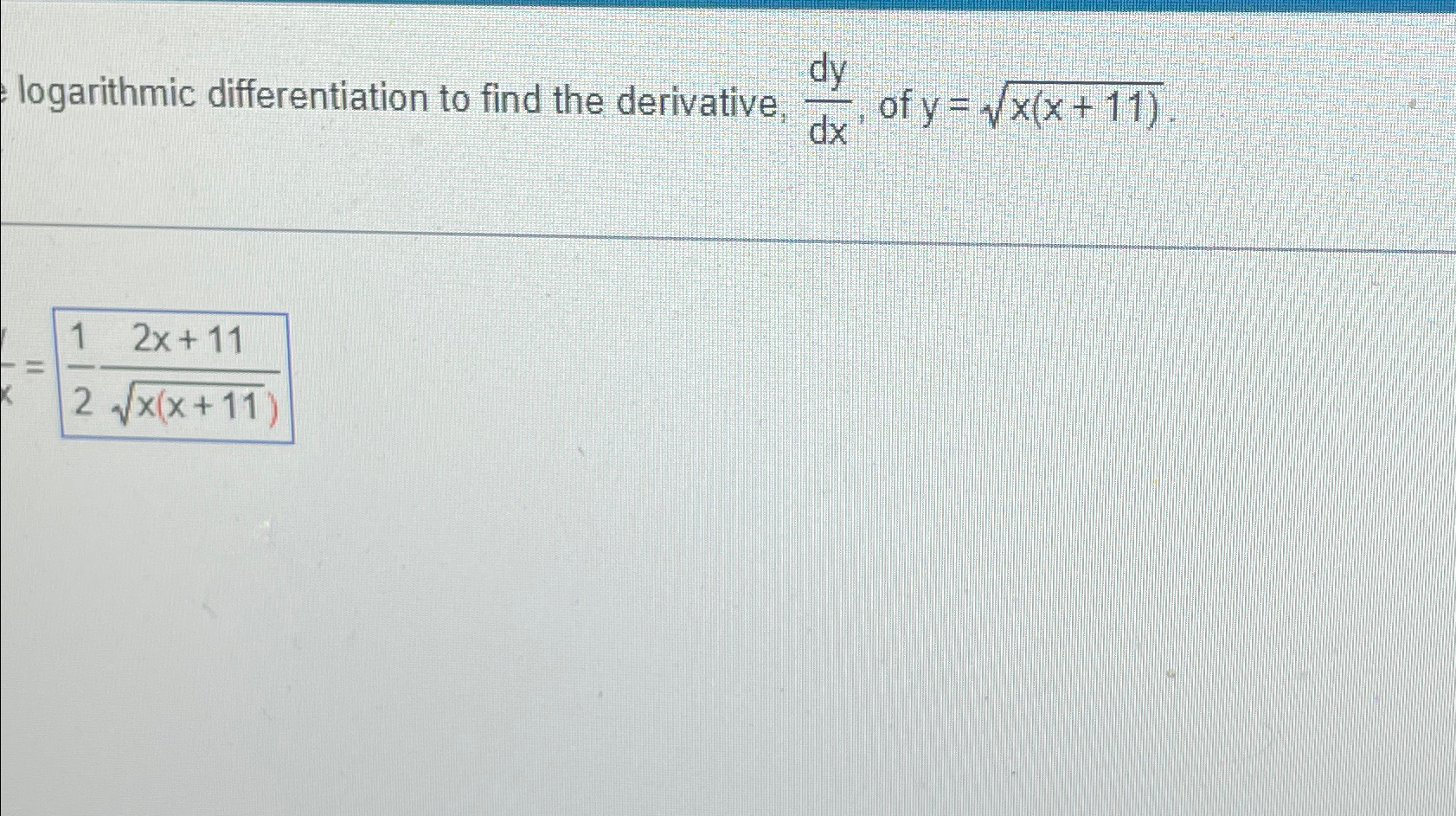 logarithmic differentiation to find the derivative, | Chegg.com