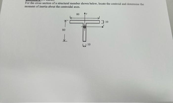 Solved For the cross section of a structural member shown | Chegg.com