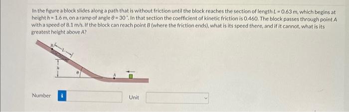 Solved In the figure a block slides along a path that is | Chegg.com
