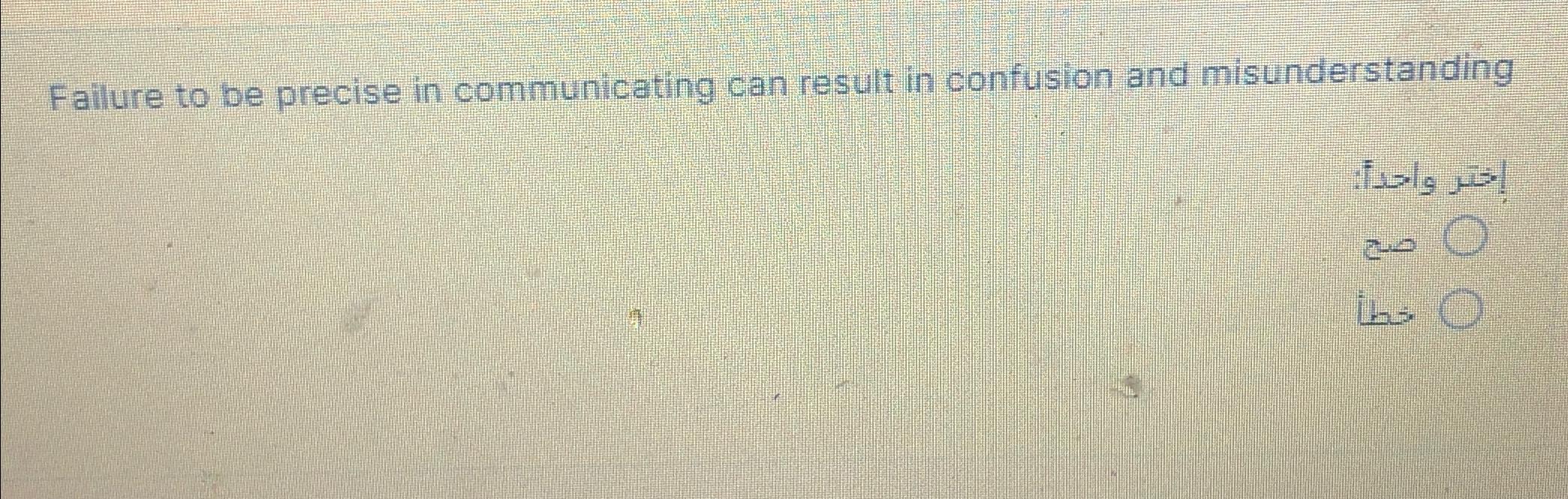 Solved Failure to be precise in communicating can result in | Chegg.com