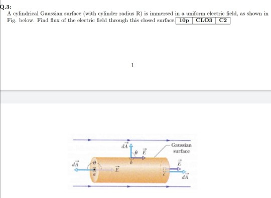 Solved A cylindrical Gaussian surface (with cylinder radius | Chegg.com