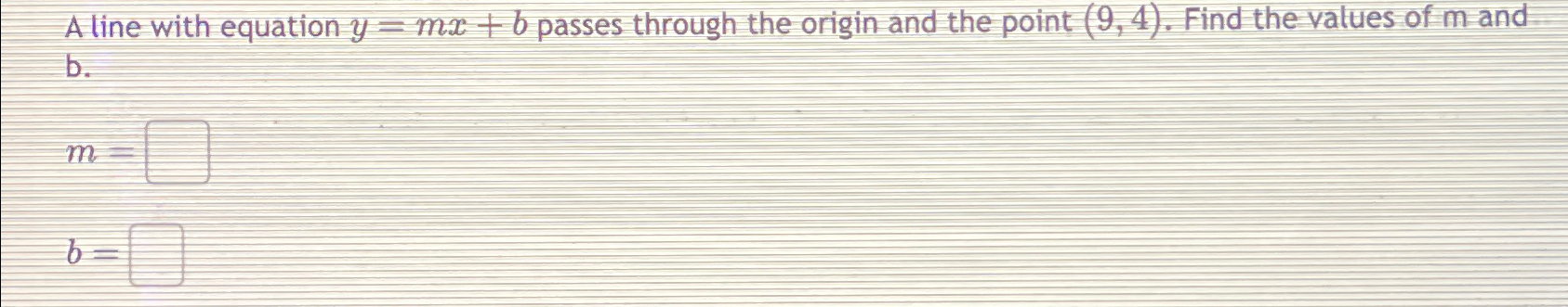 Solved A line with equation y=mx+b ﻿passes through the | Chegg.com