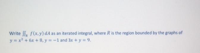 Solved Write ∬Rf(x,y)dA ﻿as an iterated integral, where R | Chegg.com