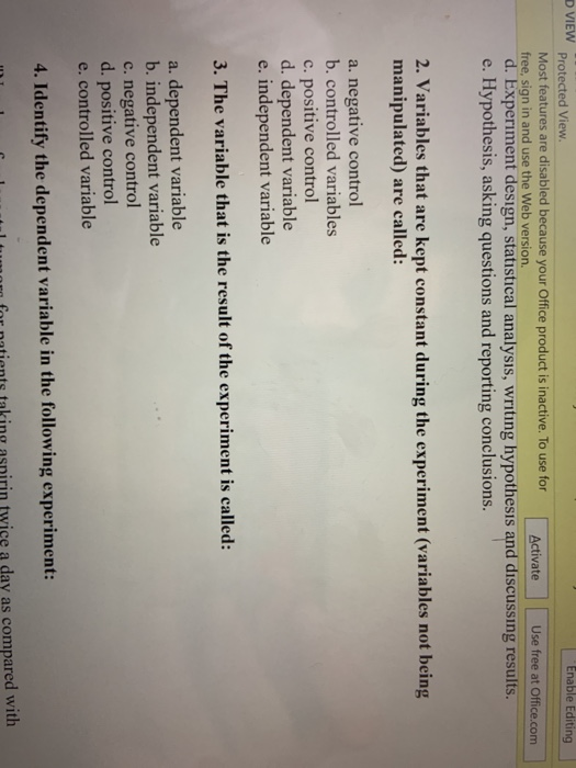 Solved D VIEW Enable Editing Protected View Most features | Chegg.com