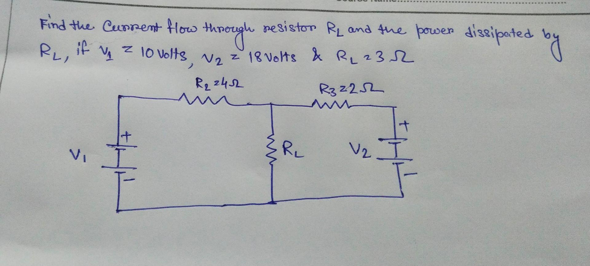 Solved Find the Current flow through resistor RL and the | Chegg.com