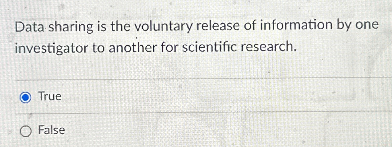 Solved Data sharing is the voluntary release of information | Chegg.com