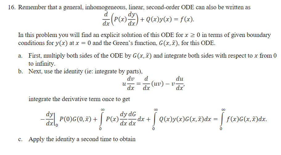 Solved Remember that a general, inhomogeneous, linear, | Chegg.com
