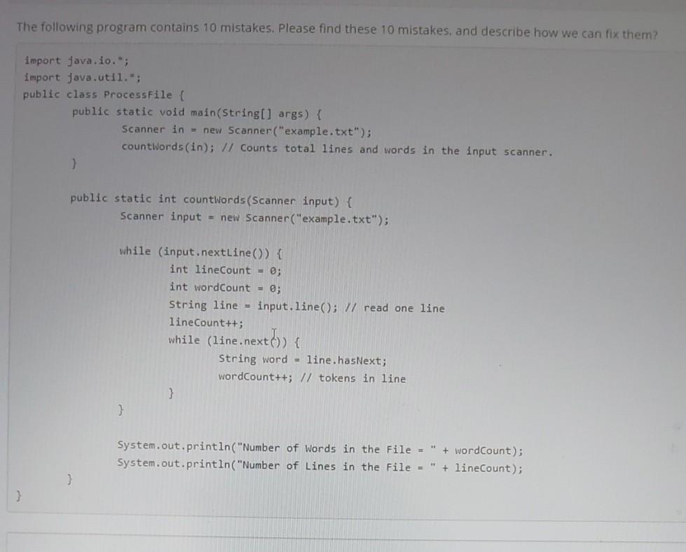 Solved The following program contains 10 mistakes. Please | Chegg.com