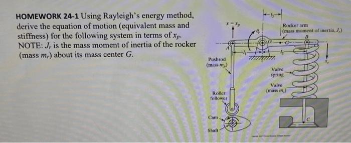 Solved HOMEWORK 24-1 Using Rayleigh's energy method, derive | Chegg.com