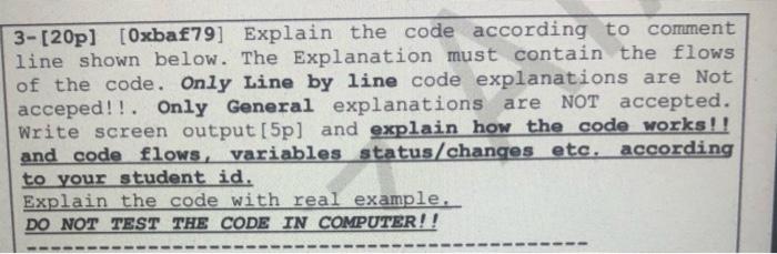 3-[20p] [Oxbaf79] Explain the code according to | Chegg.com