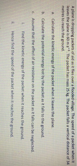 Solved A plane is dropping packets of aid as it flies over a | Chegg.com