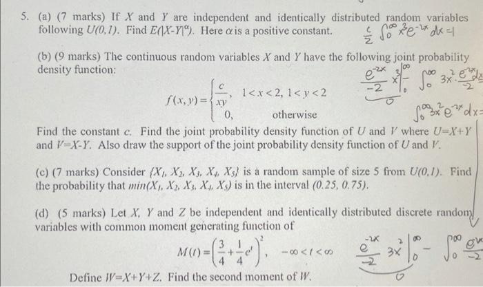[Solved]: thx (a) ( 7 marks) If ( X ) and ( Y ) are inde