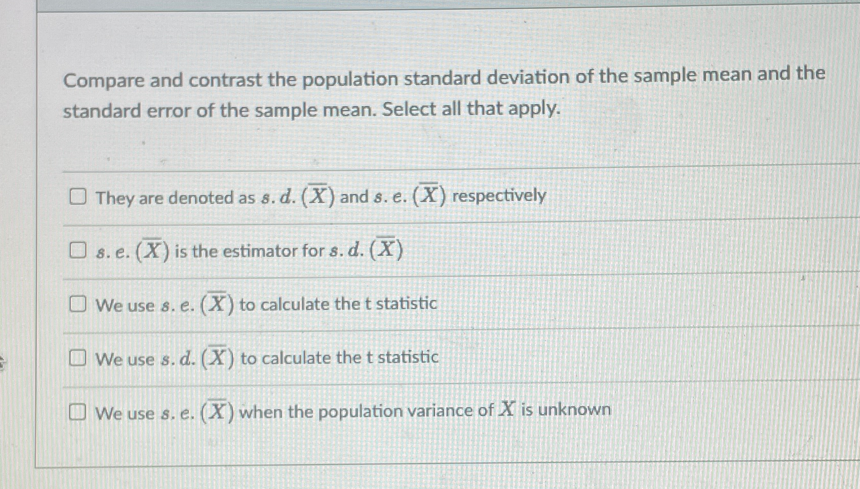 Solved Compare and contrast the population standard | Chegg.com