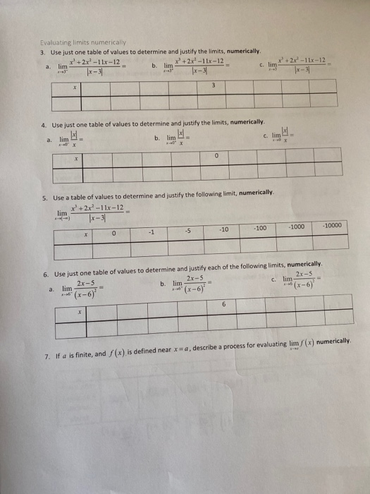 Solved c. lim Evaluating limits numerically 3. Use just one | Chegg.com