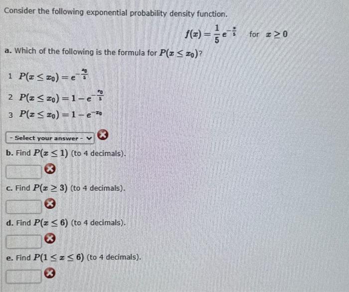 Solved Consider the following exponential probability | Chegg.com