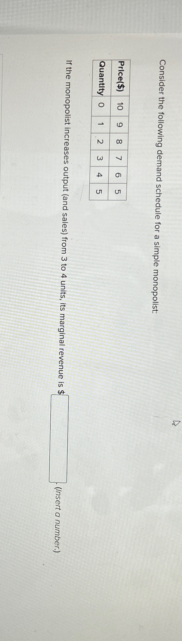 Solved Consider the following demand schedule for a simple | Chegg.com