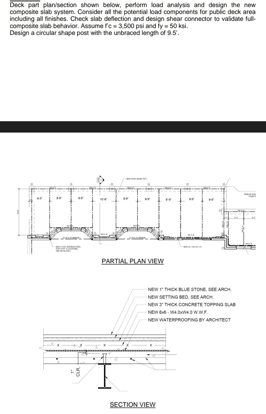 Deck part plan/section shown below, perform load | Chegg.com