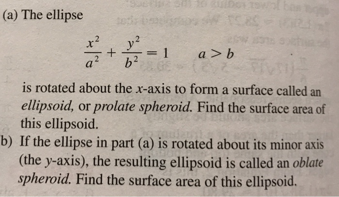 Solved (a) The ellipse x2 , y2 = a> b is rotated about the | Chegg.com