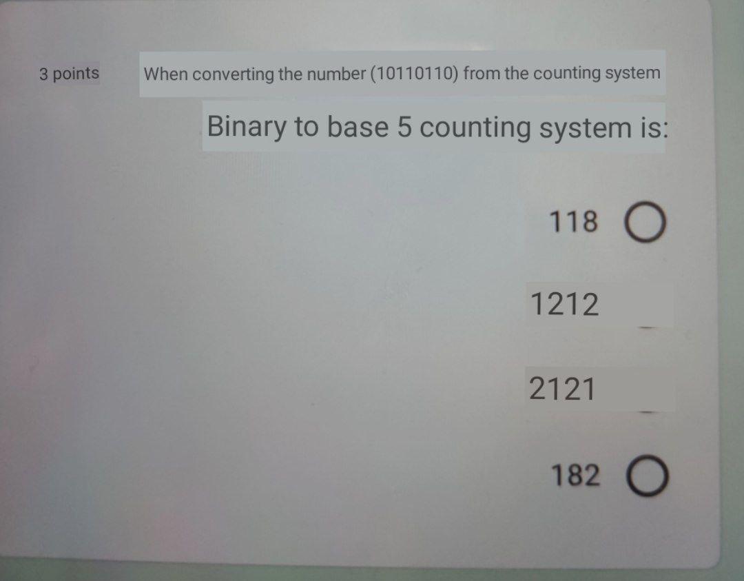 Solved 3 points When converting the number (10110110) from | Chegg.com