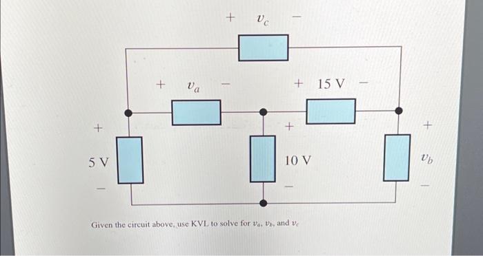 Solved Given the circuit above, use KVL to solve for Va, Vb, | Chegg.com