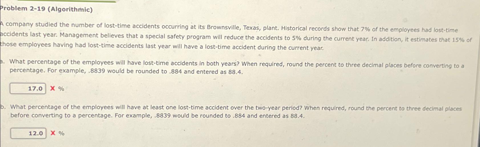 problem 2-19 (Algorithmic)A company studied the | Chegg.com