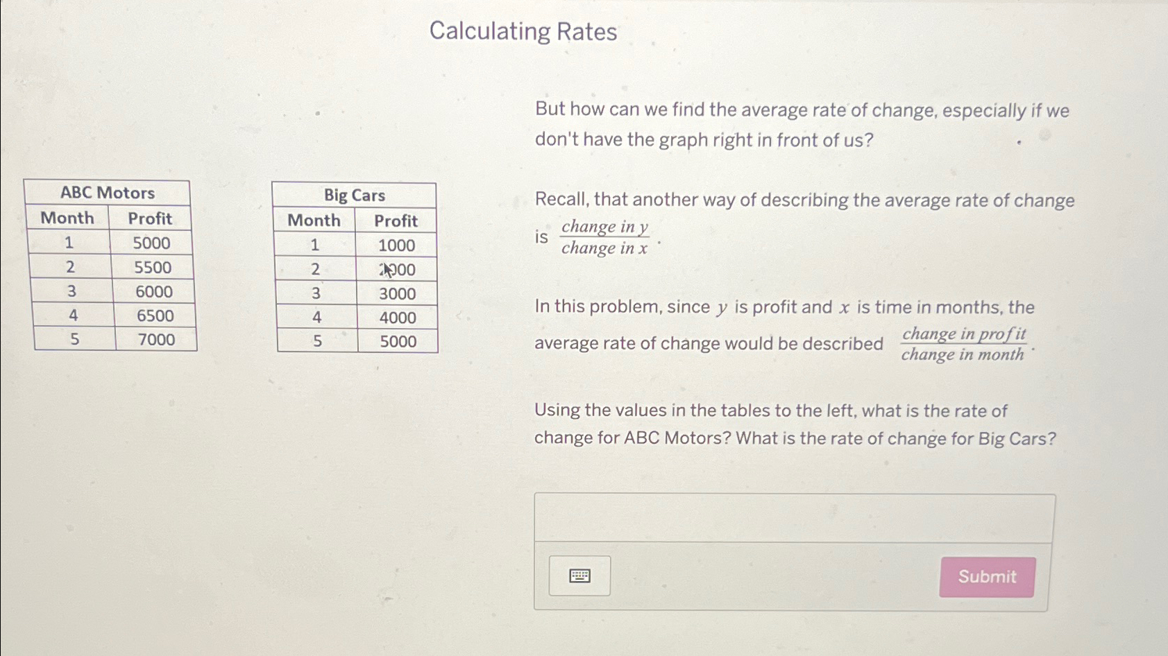 Solved Calculating RatesBut how can we find the average rate | Chegg.com