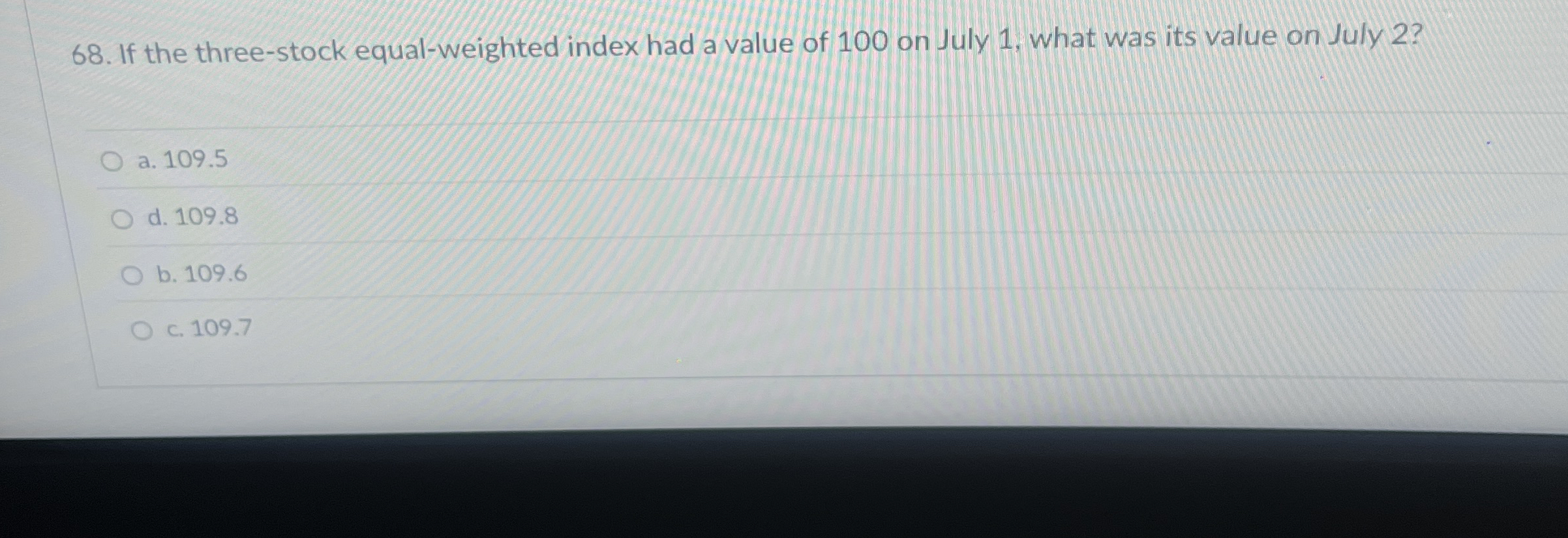 Solved If the three-stock equal-weighted index had a value | Chegg.com